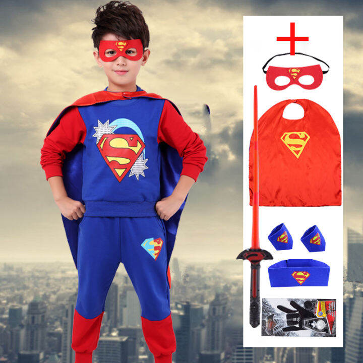 Halloween Children's Superman Clothes Boys Cotton Role Playing Cosplay ...