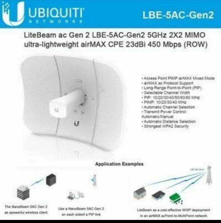 UBNT Ubiquity LiteBeam 5AC Gen2 Lite Beam LBE - 5AC- Gen2 | Lazada ...
