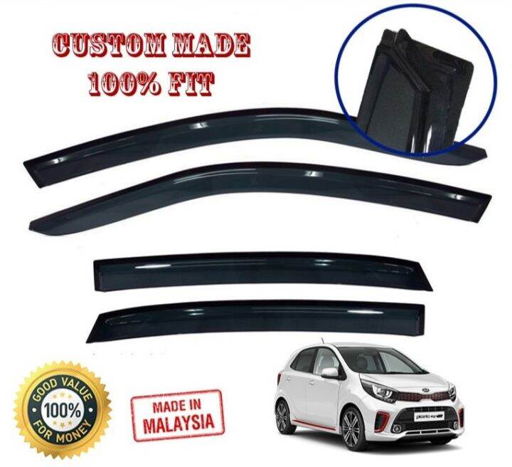 4" Kia Picanto 2013-2016 Original Oem High Quality Acrylic Door Visor ...