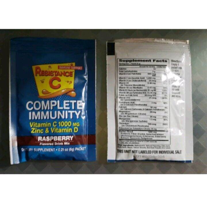 Resistance C Raspberry Flavor Vitamin C 1000mg w/ Zinc & Vitamin D ...