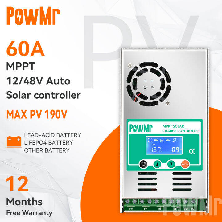 PowMr 100% Mppt 60A Solar Charge Controller and Discharge Controller ...