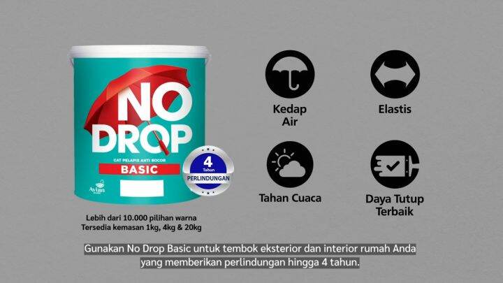 NO DROP BASIC CAT ANTI BOCOR 4KG CAT PELAPIS ANTI BOCOR CAT TEMBOK ATAP SENG ASBES GENTENG ...