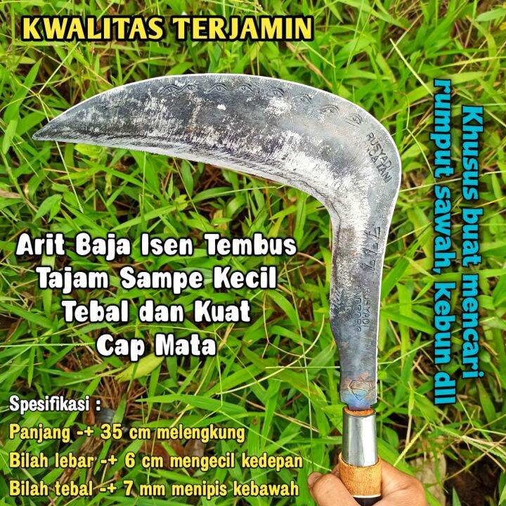 Arit rumput arit padi arit perkebunan bahan baja isen asli tembus kuat ...