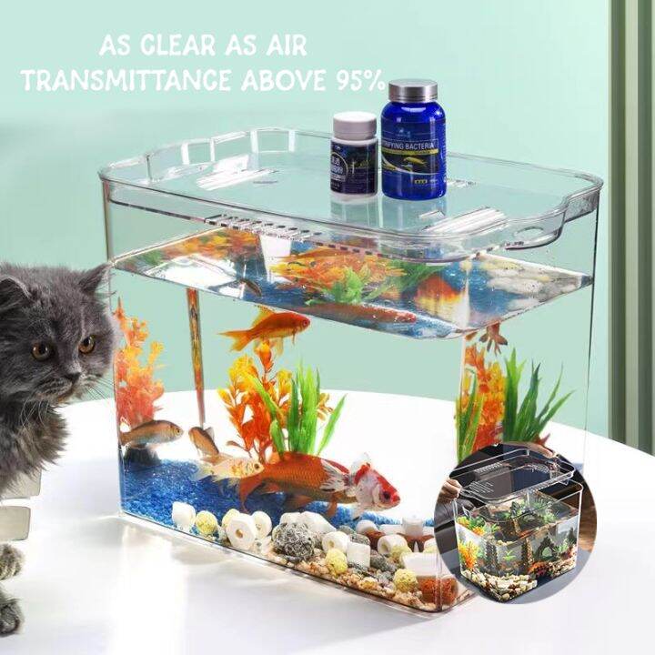 【COD】Ultra-white transparent 25L large fish tank landscaping water ...