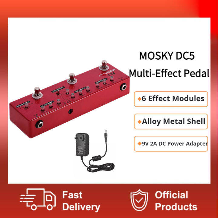 MOSKY DC5 Guitar Multi Effects Pedal 6 in 1 Delay + Chorus + Distortion + Overdrive + Booster ...