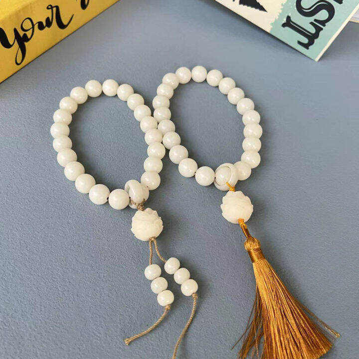 ghost bodhi carving foolish baby beads hand string of white jade ...