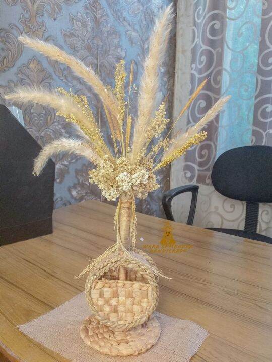 1 SET RANGKAIAN BUNGA KERING RUSTIC | VAS KACA AESTHETIC | TATAKAN ...