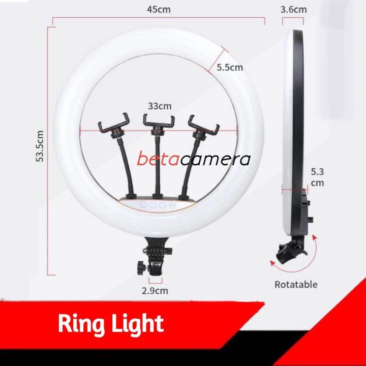 Lampu Ring Light LED 18 Inch 3x Holder HP + Tripod Lightstand JY-460B ...