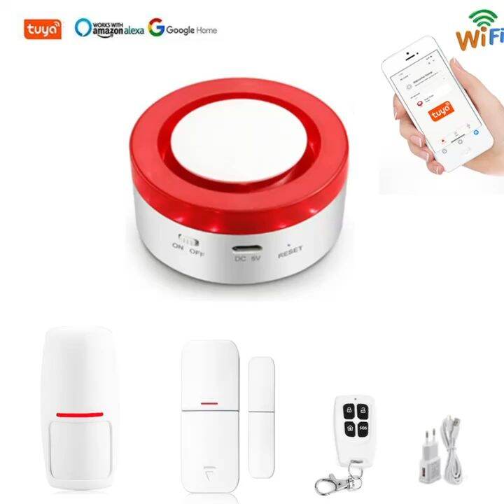 DAYTECH Home Security Tuya Smart Siren Alarm Strobe Flash Horn 95DB Big Sounds to Threaten Thief ...