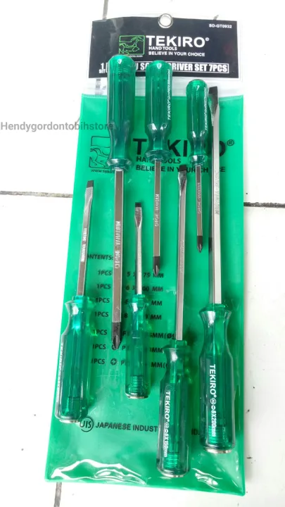 TEKIRO OBENG SET 7 PCS TEMBUS KETOK GO THRU SCREWDRIVER HIJAU CG0932 ...