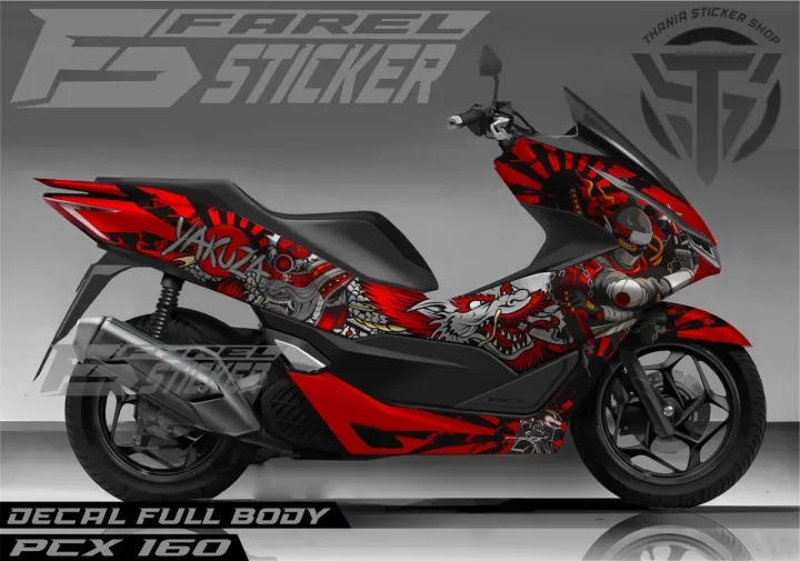 stiker decal untuk motor Honda PCX 160 full body striping variasi Decal ...
