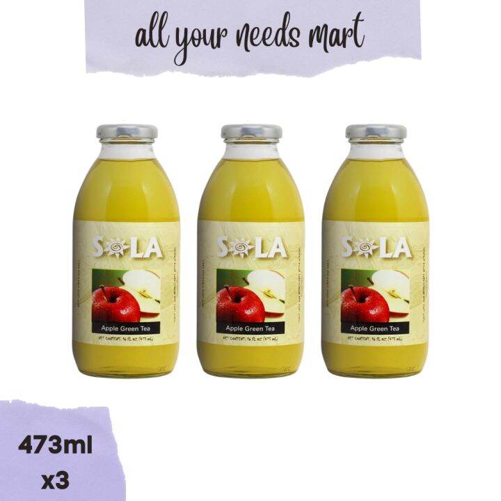 Sola Iced Apple Green Tea, 473ml x3 | Lazada PH