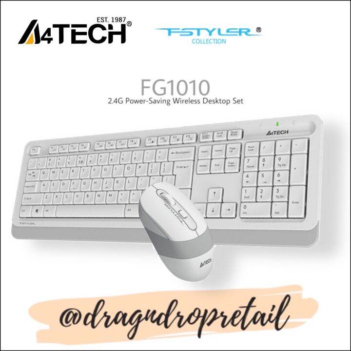 A4TECH FSTYLER FG1010 2.4G Wireless Desktop Set Power-Saving Keyboard ...
