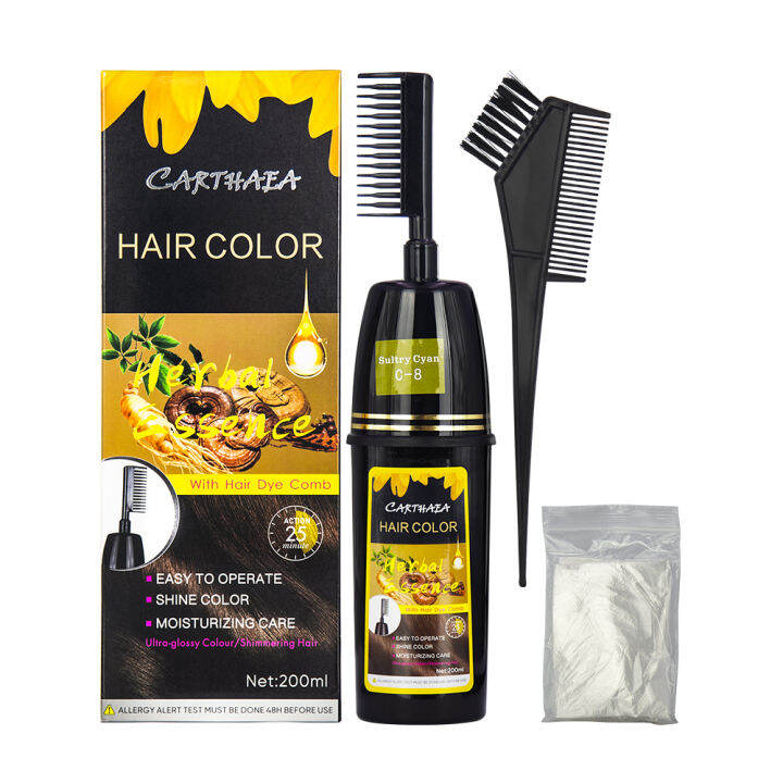 พร้อมส่ง แชมพูสมุนไพรปิดผมขาวแบบหวี Carthaea แท้100% หวีย้อมผมเปลี่ยนสี ...