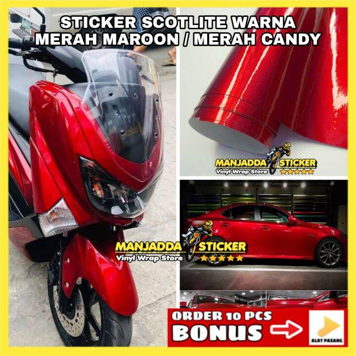 Stiker Skotlet Motor Warna Merah Maroon Stiker Merah Candy | Lazada ...