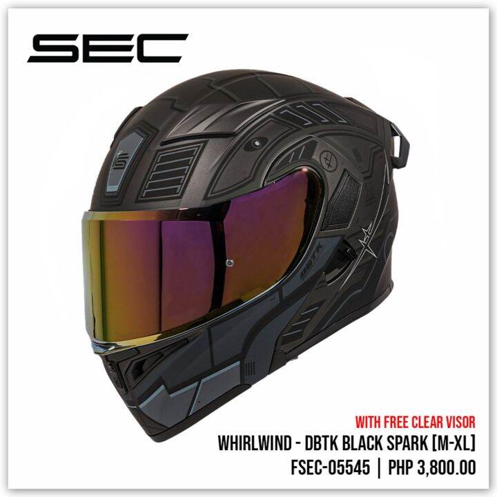 sec whirlwind DBTK modular & dual visor helmet with FREE CLEAR VISOR ...