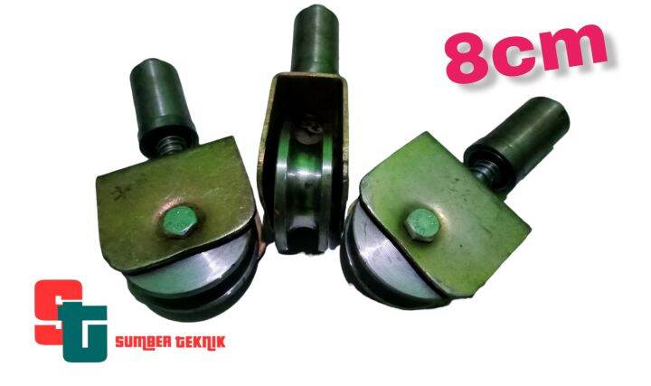 RODA PINTU SELEDING 8CM RODA PAGAR UNTUK REL BESI BULAT Roda FULL BESI ...