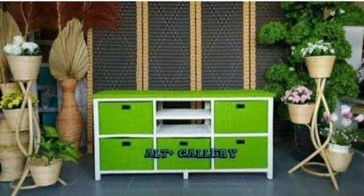 RAK 6 DVD ROTAN SINTETIS 5 KOTAK WARNA WARNI Murah / Lemari Buffet ...