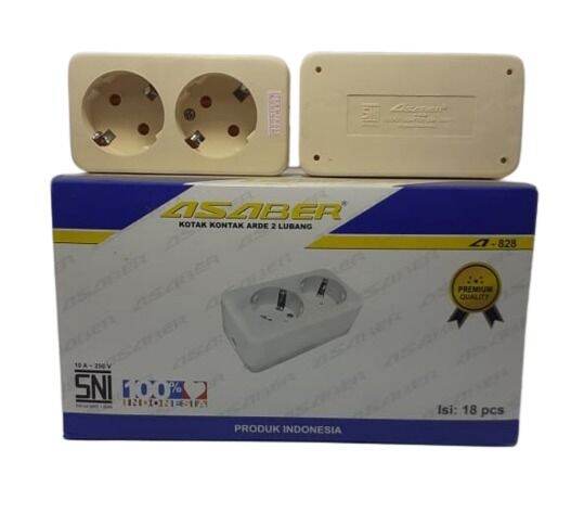 Stop Kontak 2 lubang arde Plat Kuningan SNI merk. Asaber A-828 | Lazada Indonesia