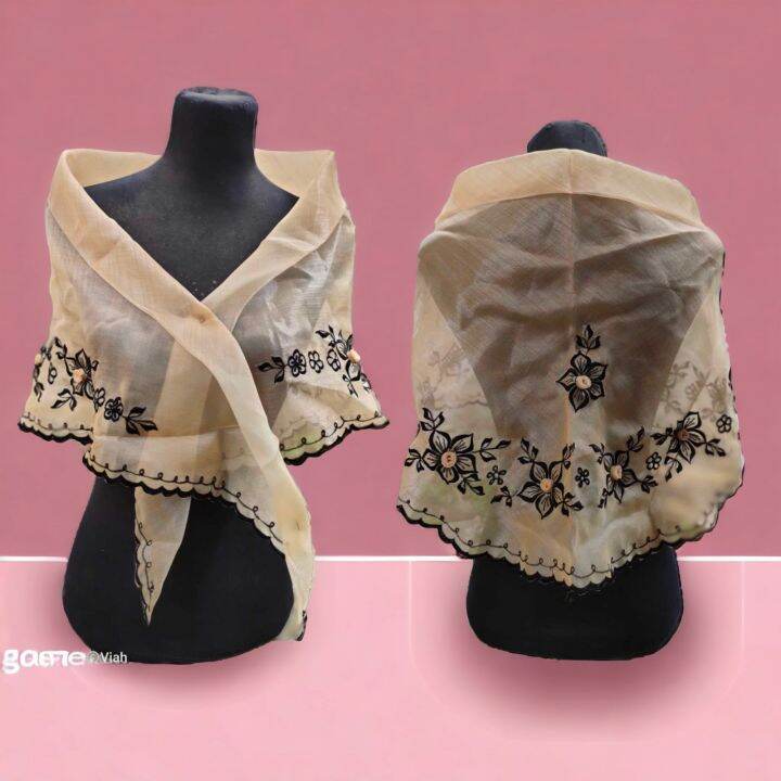 Alampay Balabal Wrap Around Embroidered Modern Filipiniana Mocha ...