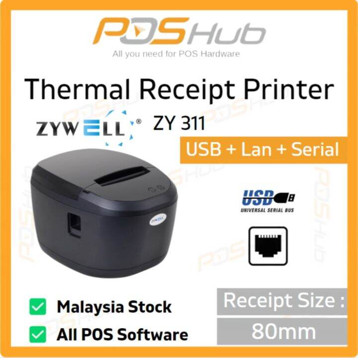 ZYWELL ZY311 80mm Thermal Receipt Printer (USB+LAN+Serial) pos system receipt printer | Lazada