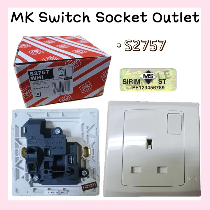MK Switch Socket Outlet With Sirim Approved 13A Switch Socket | Lazada