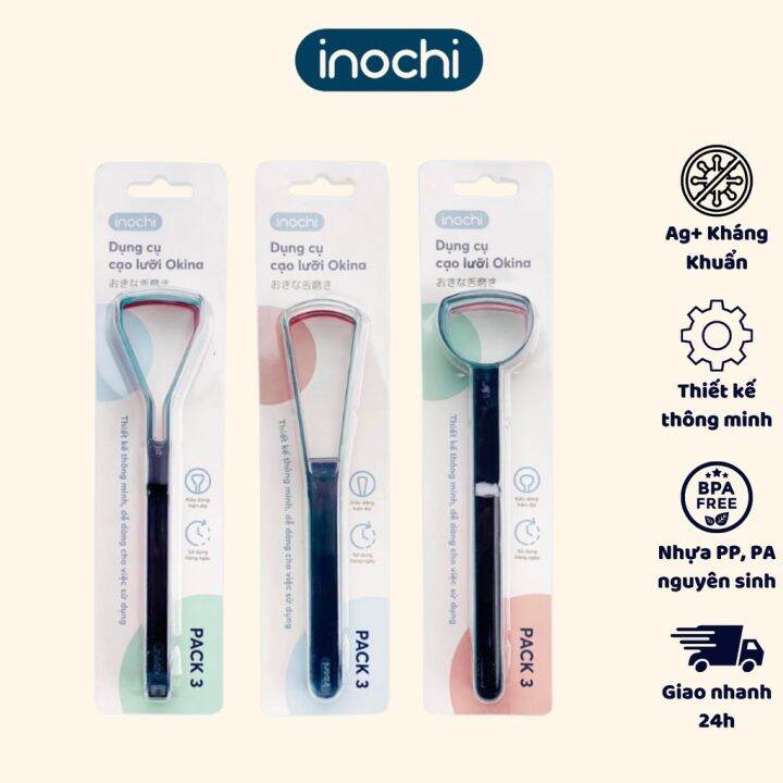 COMBO 3 cạo lưỡi Okina inochi dụng cụ vệ sinh lưỡi loại tròn .tam giác ...