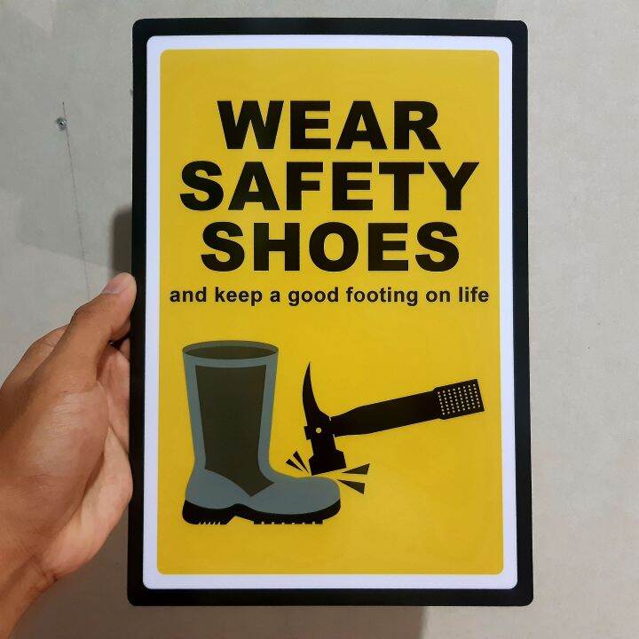 SIGN WEAR SAFETY SHOES SIGNAGE PVC TYPE OR PLASTIC LAMINATED 250GSM ...