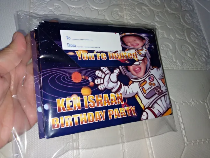 Astronaut Rocket Solar system invitation with personalized envelope ...