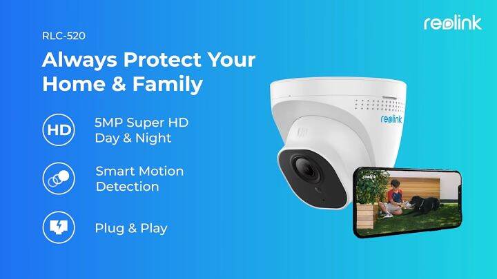REOLINK RLC-520A 5MP PoE Dome Surveillance Camera, Smart Human/Vehicle ...