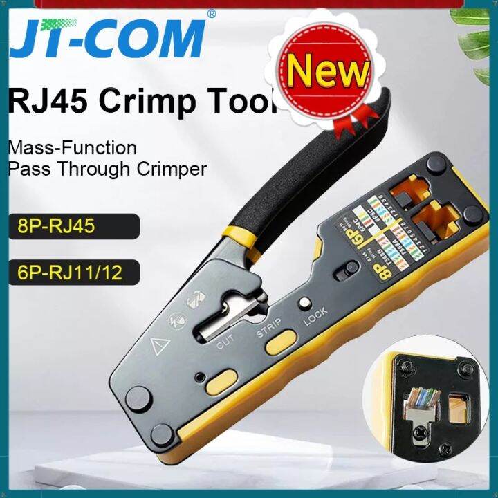 JT-COM RJ45 Crimper Tool Kit for Cat6 Cat5 Cat5e Ethernet Crimping Tool ...