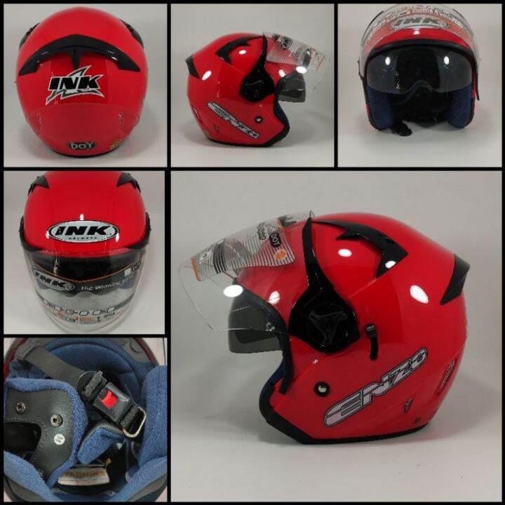 HELM INK ENZO RED DOBEL VISOR | Lazada Indonesia