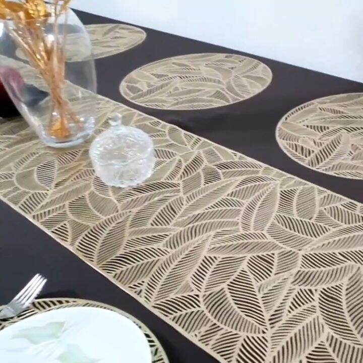 Bunga Alas Meja Bunga Mat Premium Bergaya Emas Waterlily Rose Bunga ...