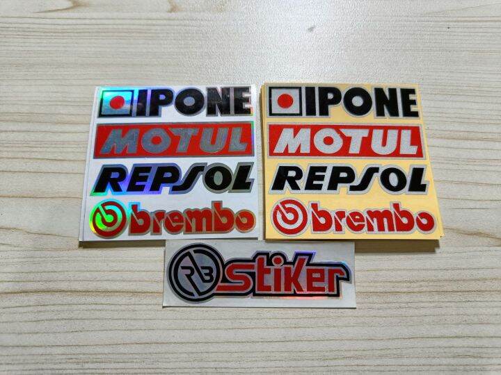 Sticker cutting satu lembar isi 4 biji ipone Motul Repsol Brembo ...