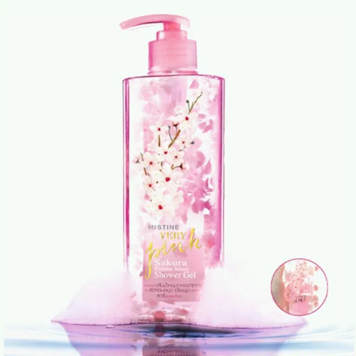 เจลอาบน้ำกลิ่นซากุระ Mistine Very Pink Sakura Perfume Serum Shower Gel ...