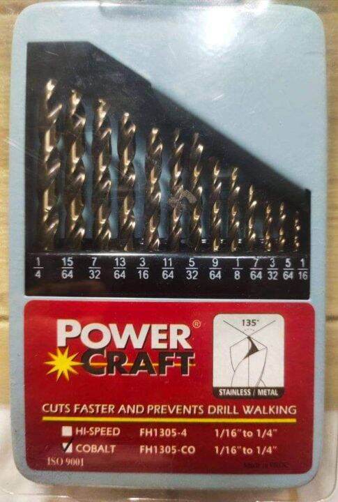 POWERCRAFT STAINLESS Drill Bit Set 13pcs per Pack size 1/16, 5/64, 3/32 ...