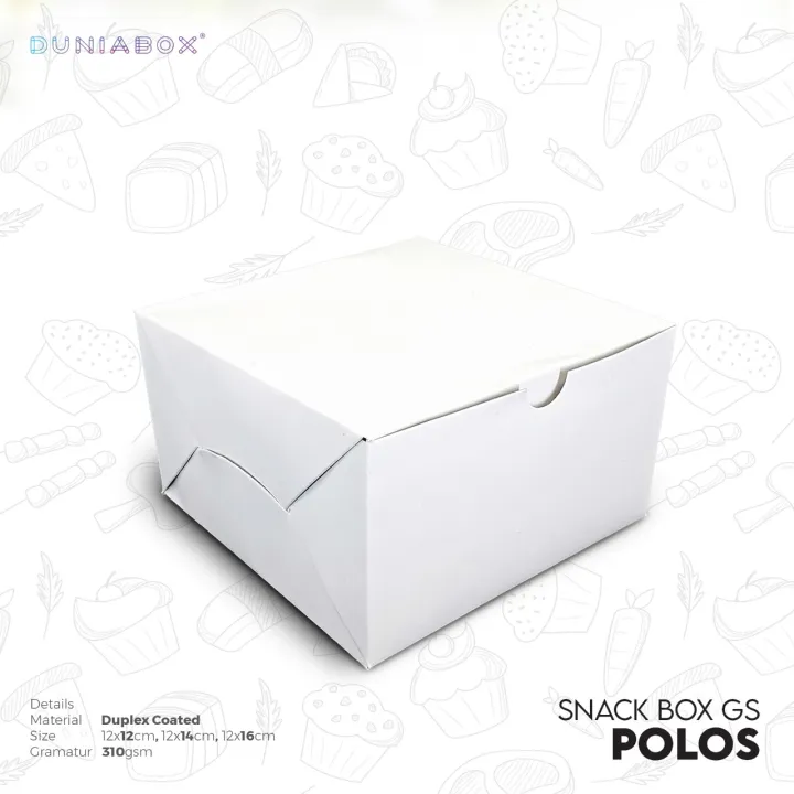 isi 50 dus snack box putih polos laminasi uk 12x14 | Lazada Indonesia