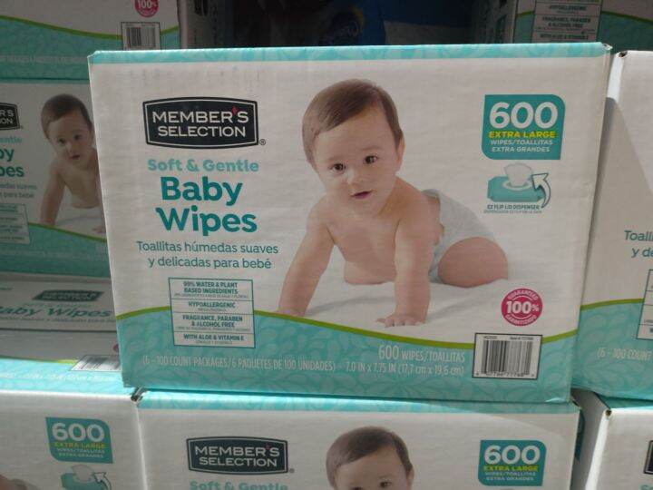 MEMBER'S SELECTION Soft & Gentle Baby Wipes 600 Sheets Extra Large ...