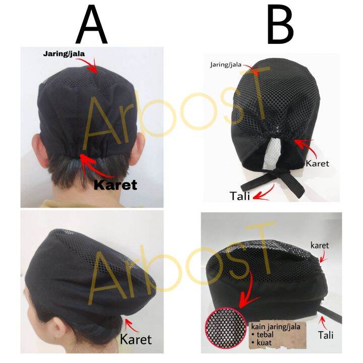 TOPI CHEF KOKI MASAK TOPI JARING TOPI JALA HAT CAP Topi Masak Topi ...