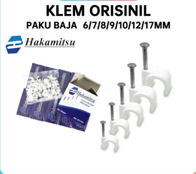 Klem Paku Beton Hakamitsu Ukuran 6 MM - 17 MM Klem Paku Kabel 50 pcs ...