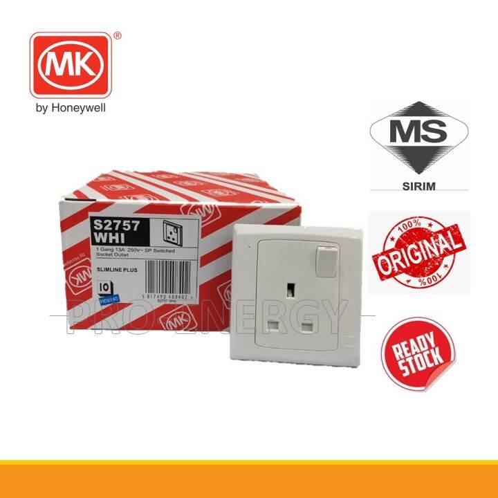 MK 1 Gang 13A 250V SP Switched Socket Outlet S2757-WHI | Lazada