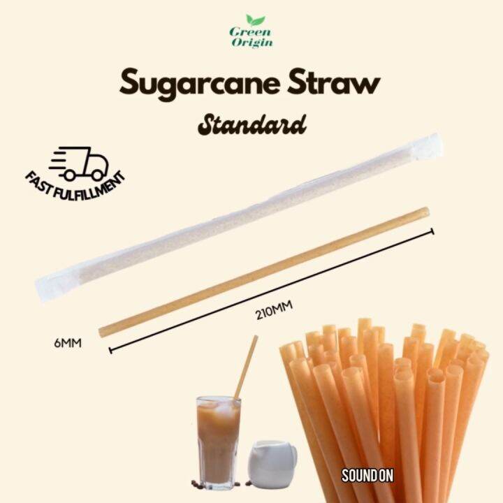 Sugarcane Straw: 100pcs 6mm Standard Straw, Iced Coffee Straw Compostable Biodegradable | Lazada PH