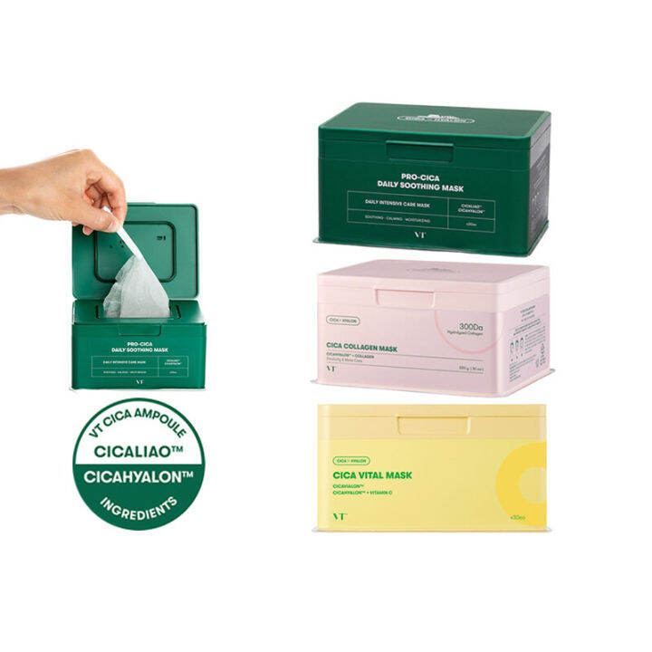 VT COSMETICS Pro Cica Daily Soothing Facial Masksheet 30ea | Cica Vital Masksheet 30ea | Cica ...