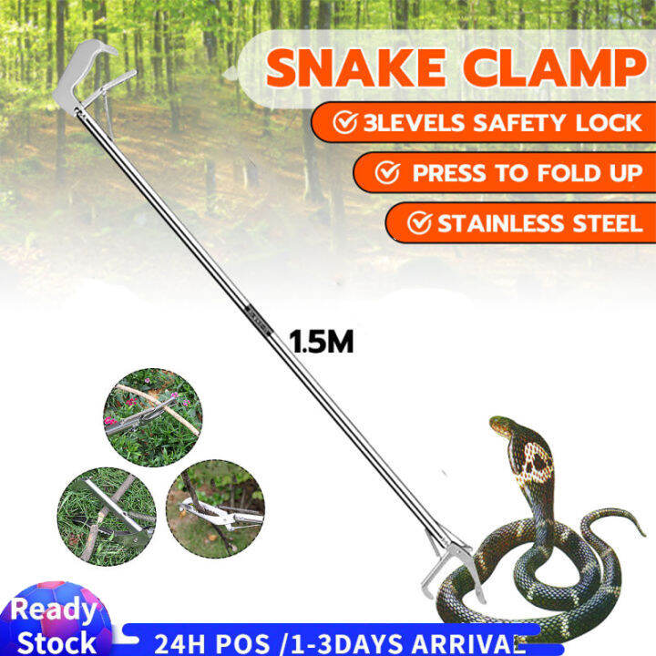 【Malaysia Ready Stock】1.5m Stainless Steel Foldable Snake Catcher Snake ...