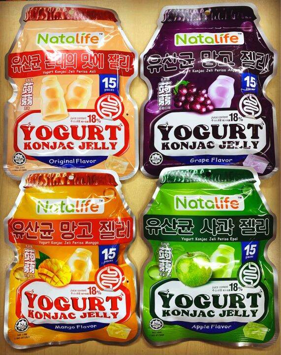 NATALIFE YOGURT KONJAC JELLY 乳酸菌蒟蒻 ORIGINAL 原味 GRAPE 葡萄 MANGO 芒果 APPLE 苹果 20G X 15PCS (300G ...