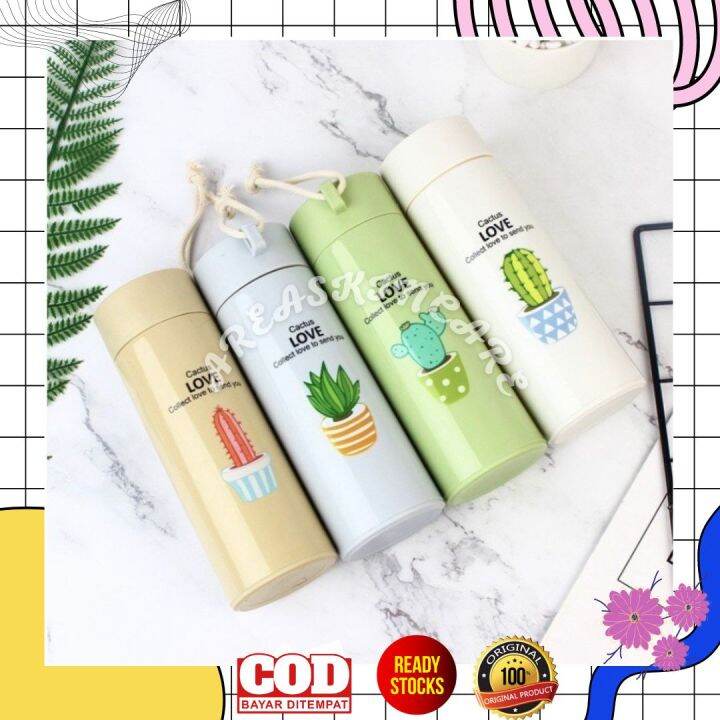 BOTOL KACA Termos Unik Motif Tanaman Cactus Kaktus 450ML | Lazada Indonesia