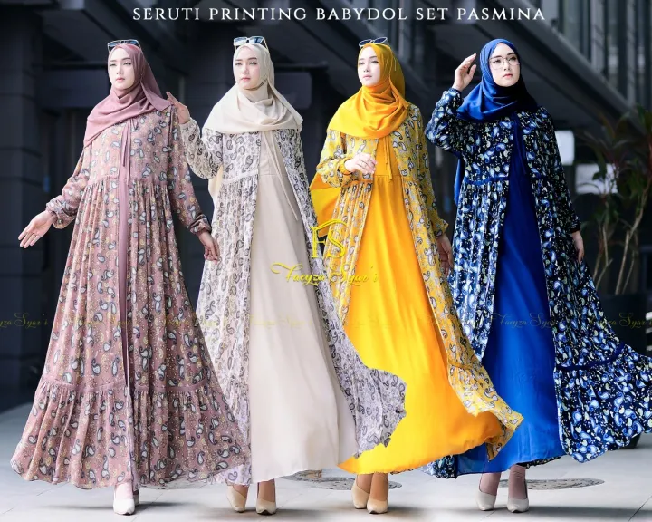 Gamis Syar'i Ceruty Printing Babydol Set Pasmina by Faeyza Syar'i ...