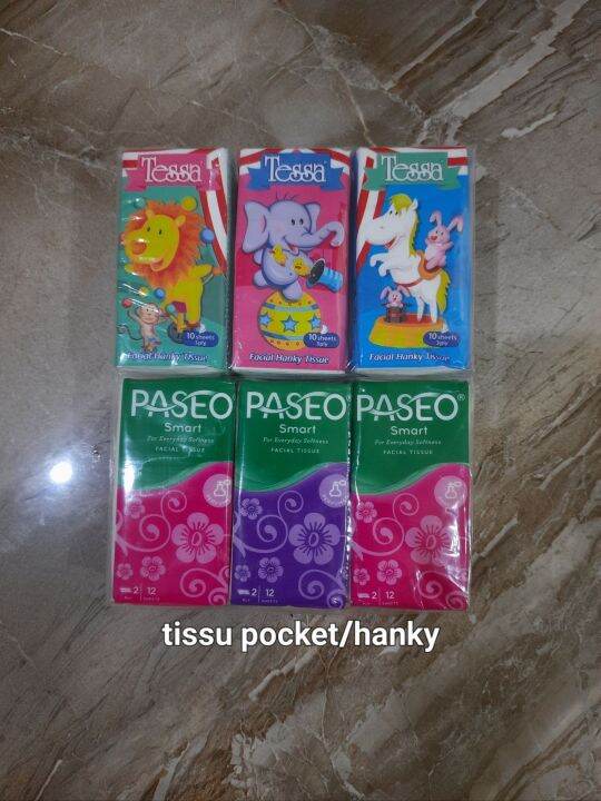 tissu tissue tisu hanky pocket saku PASEO parfume TESSA 6pak/ bendel ...