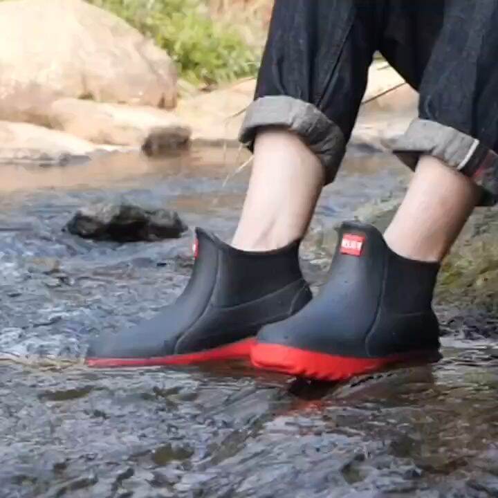 Men's Rain Boots Men's Fashion Short Korean Fashion Barrel Rain Boots ...