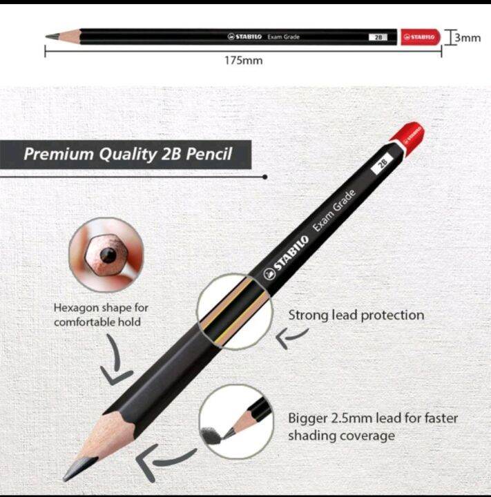 Pensil Serut 2B Exam Grade Stabilo Pensil Kayu Hitam Ujian Sekolah ...